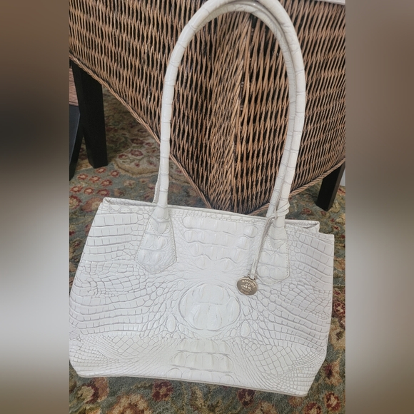 Brahmin | Bags | Brahmin Elegant White Crocodileembossed Shoulder Bag ...